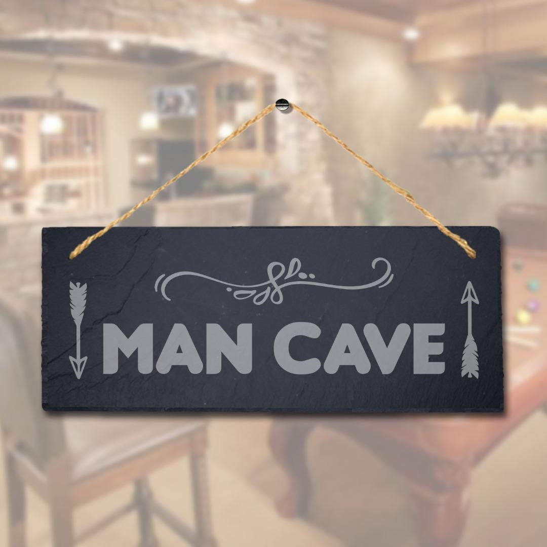 Man Cave Up Down Arrows Laser Engraved Hanging Slate Pub Bar Club Plaq ...